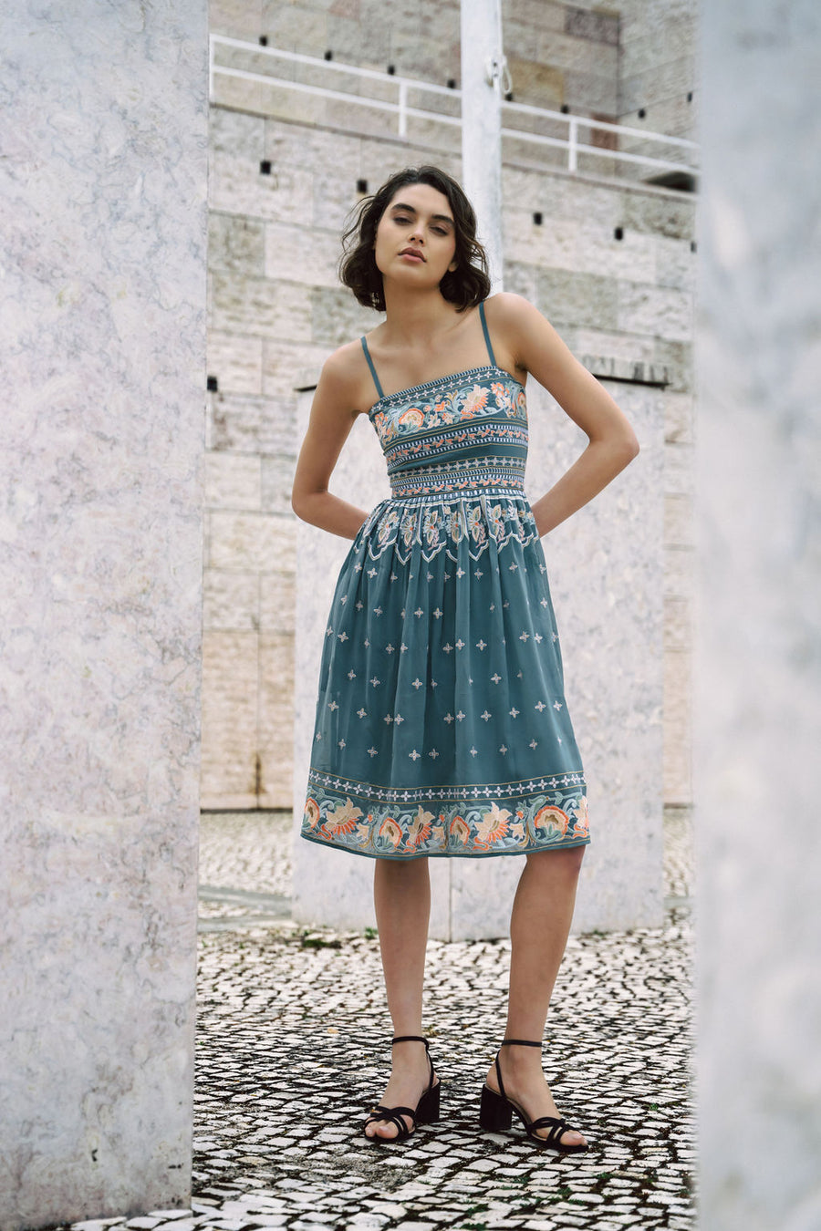 Amara Embroidered Blue Dress – Aarabhi London