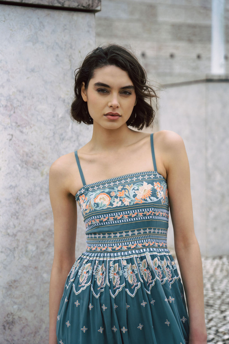 Amara Embroidered Blue Dress – Aarabhi London