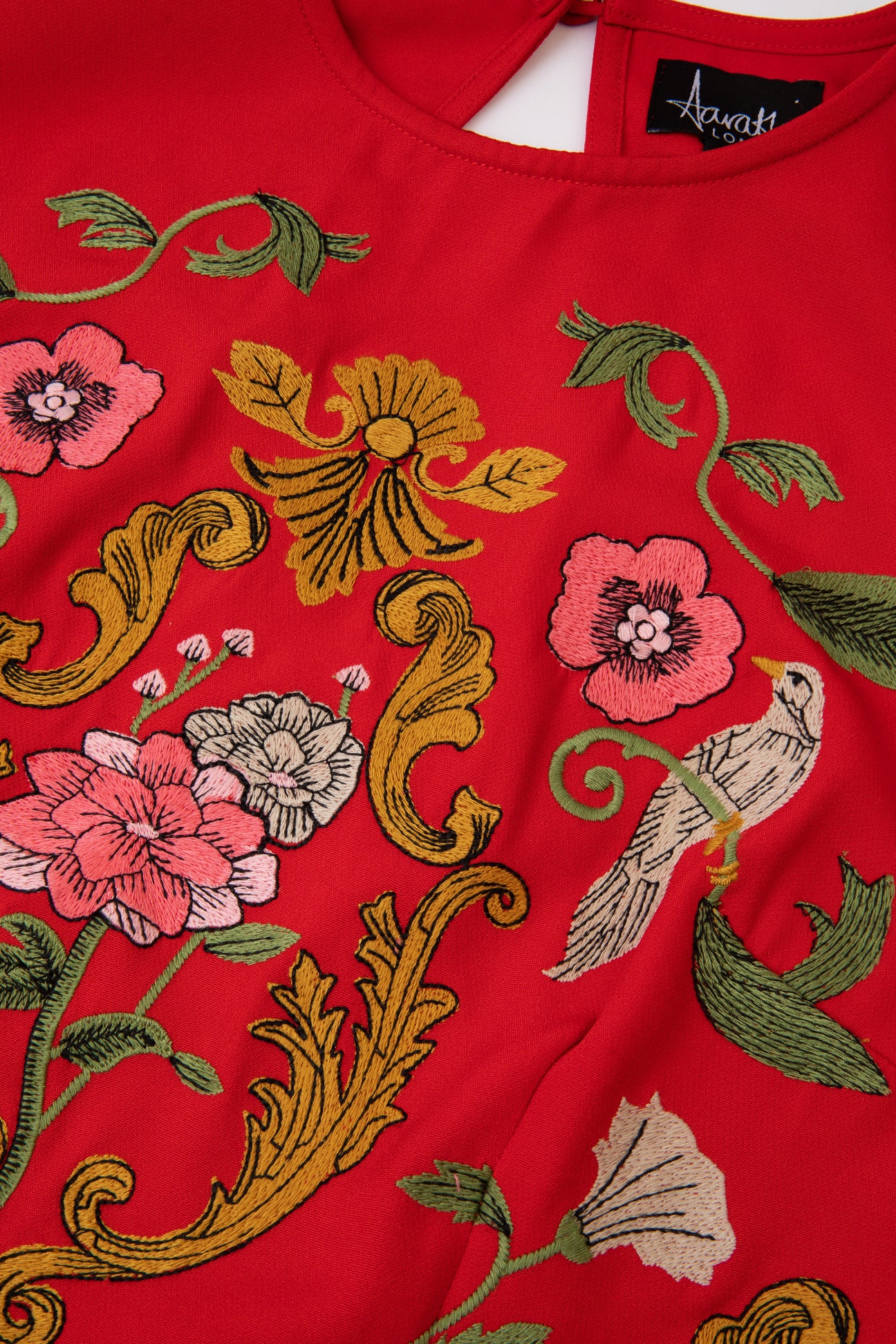 Madeline Embroidered Red Mini Dress – Aarabhi London