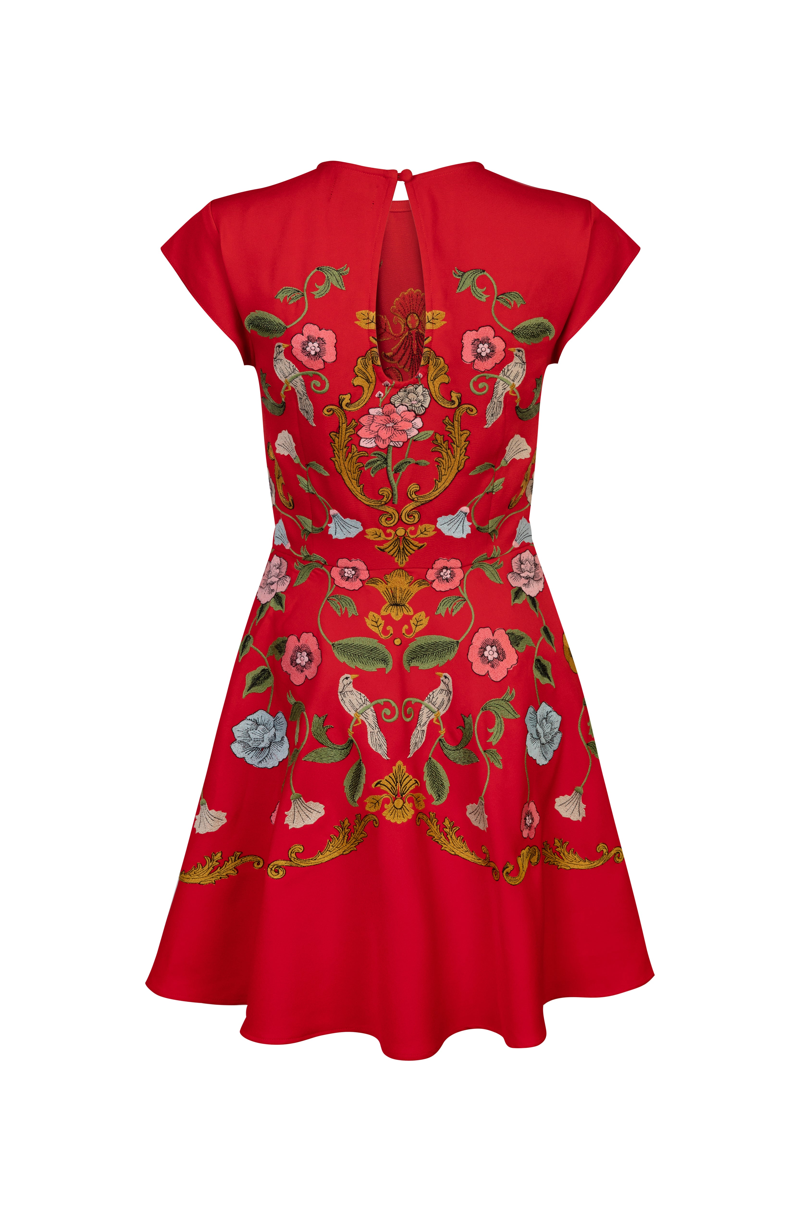 Madeline Embroidered Red Mini Dress – Aarabhi London
