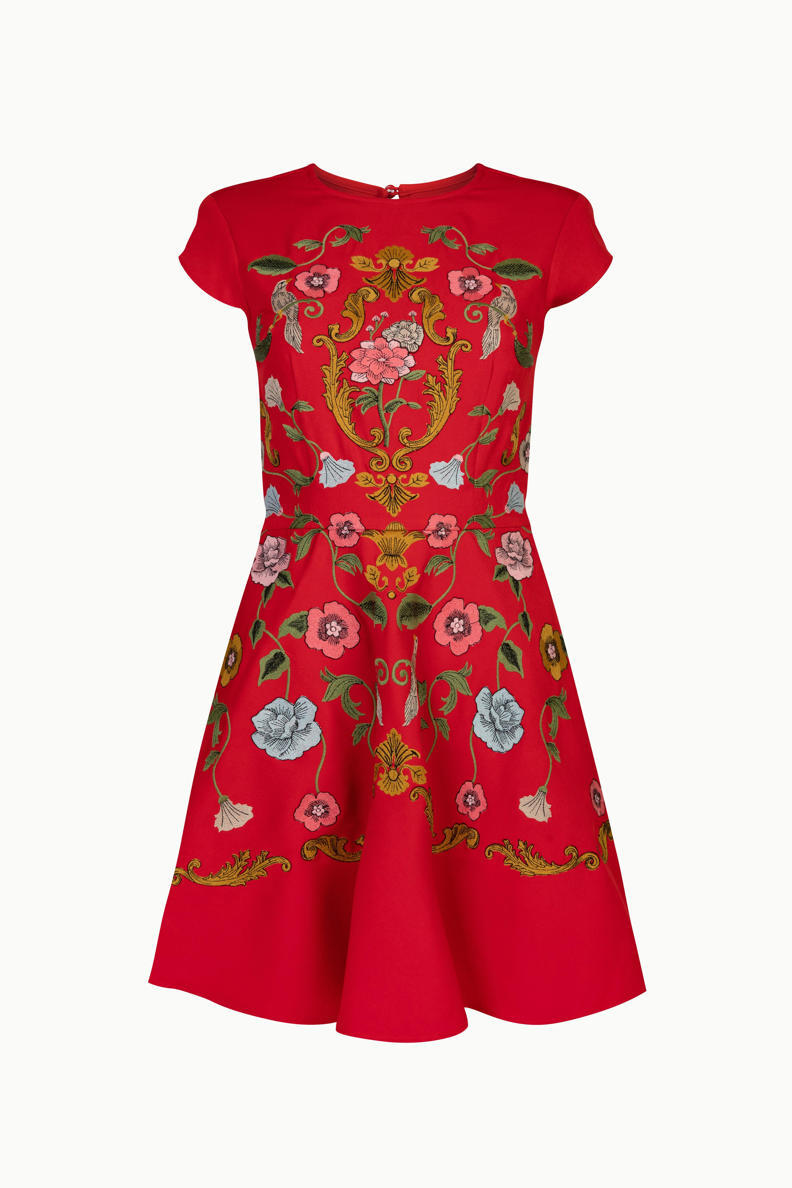 Madeline Embroidered Red Mini Dress – Aarabhi London