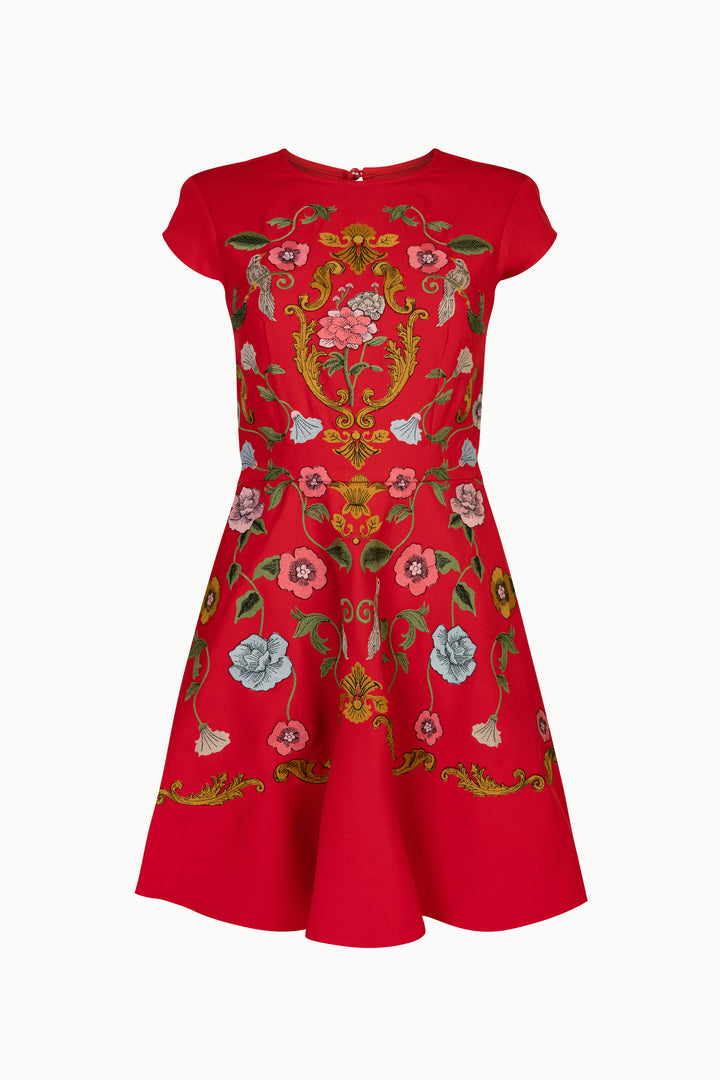 Madeline Embroidered Red Mini Dress – Aarabhi London